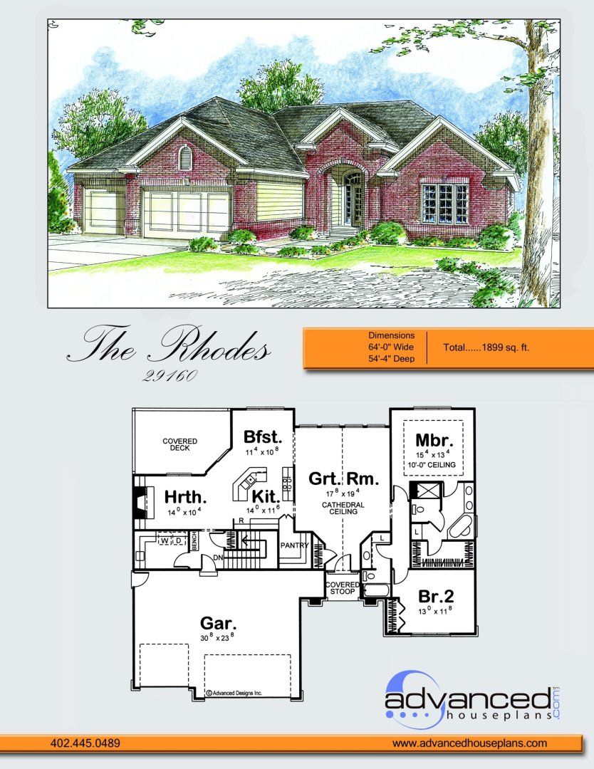 1 Story Traditional House Plan | Rhodes