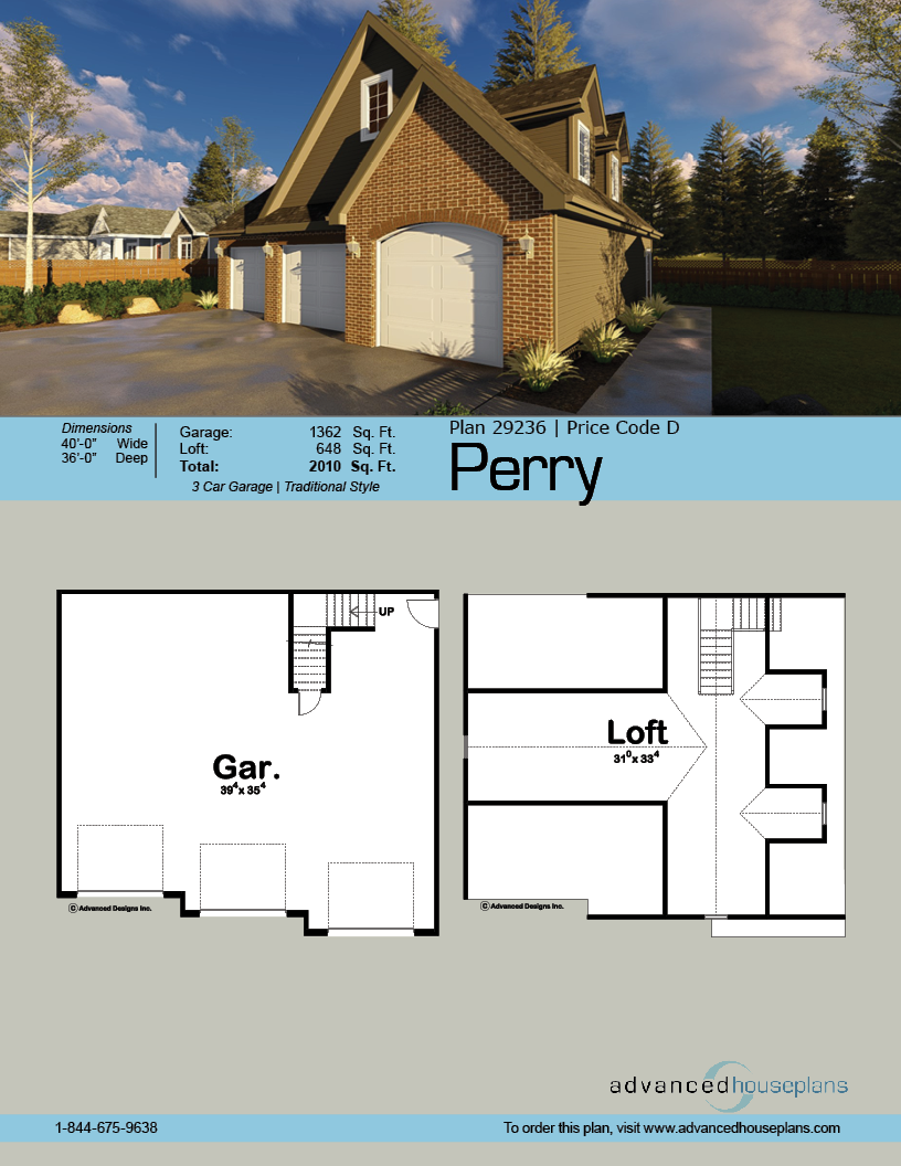 Traditional Garage Plan | Perry