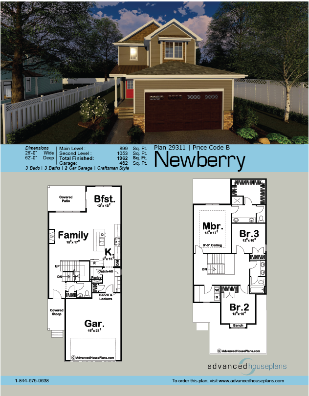 2 Story Traditional House Plan | Newberry