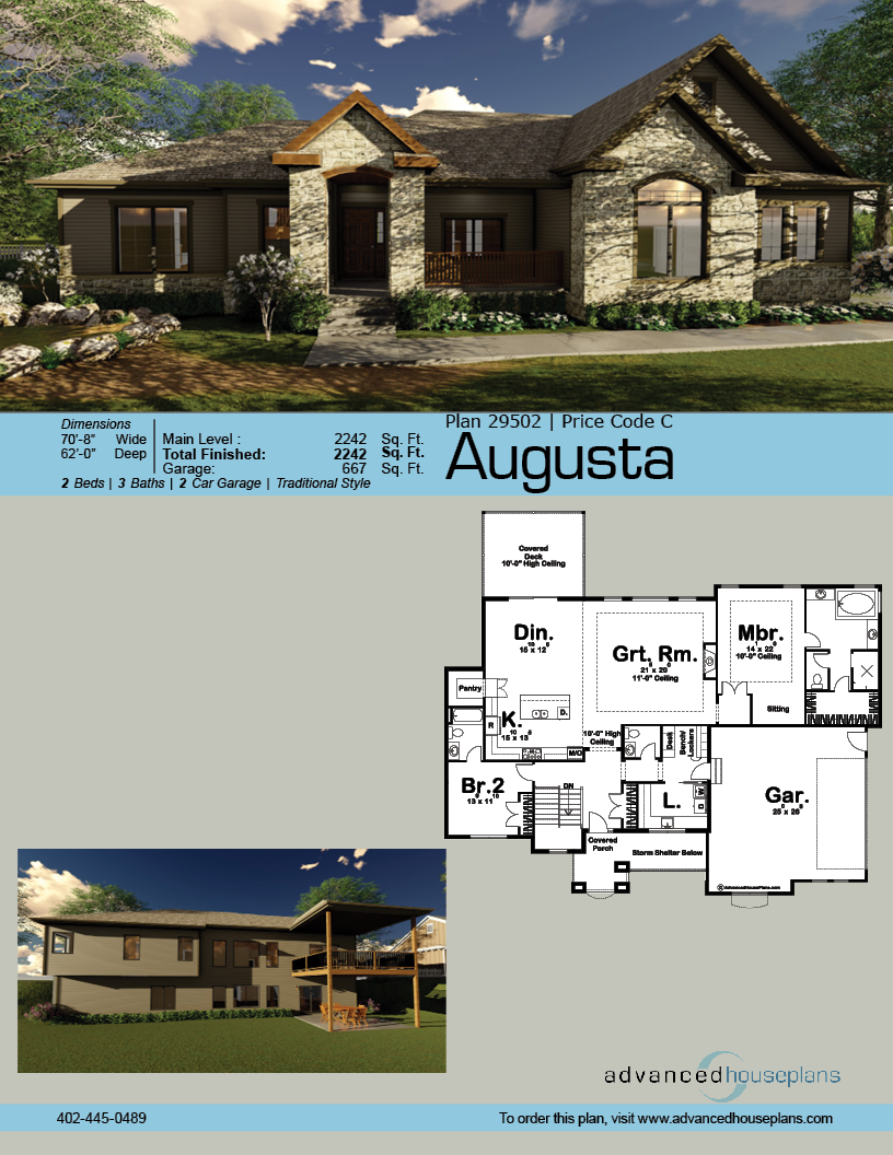 1 Story Craftsman House Plan | Augusta