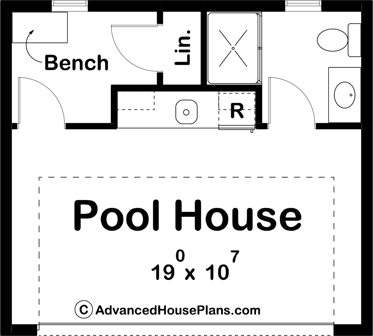 Pool House Plan with Changing Room | Alvarado